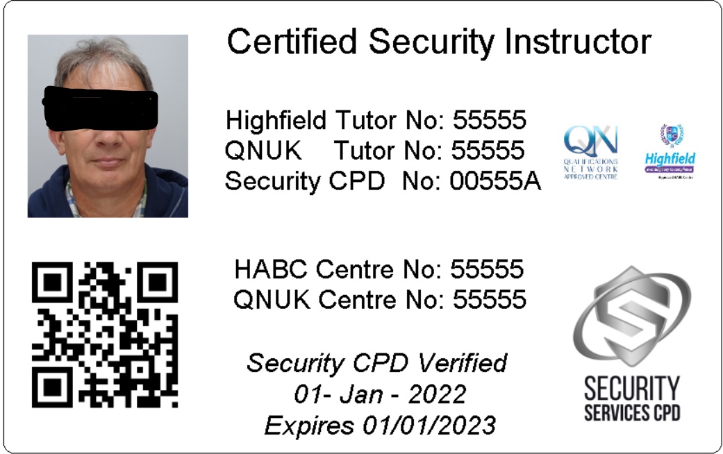 Instructor ID Card – Security CPD Global Ltd